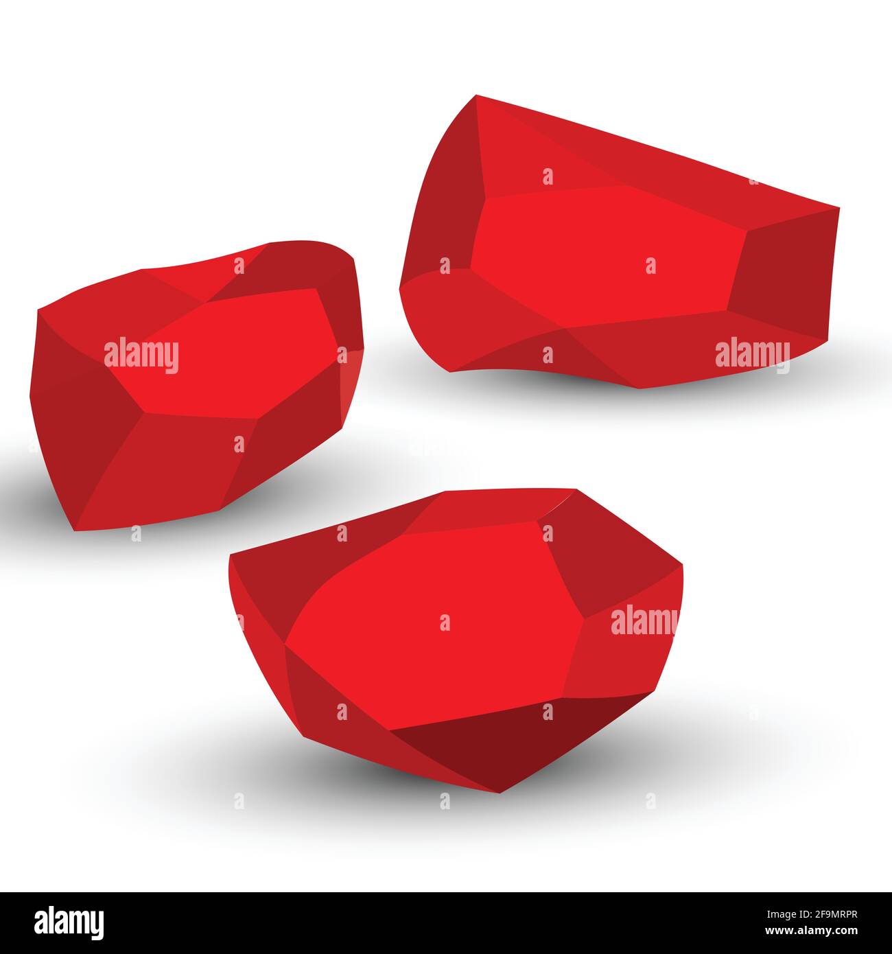 Cartoon stones. Rock stone isometric set. Red boulders, natural ...