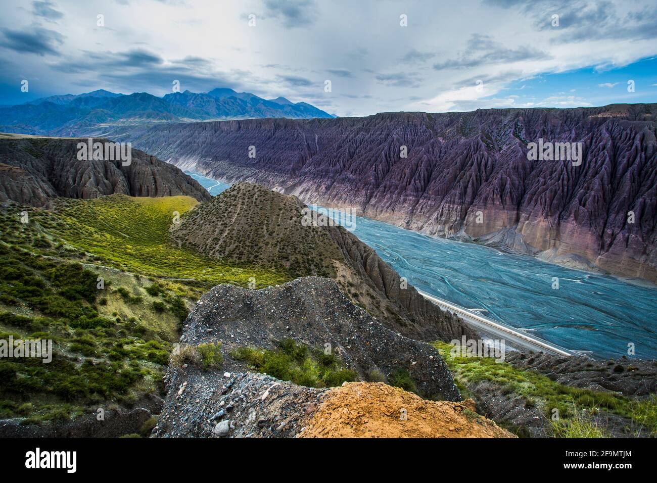 River in valley Stock Photo - Alamy