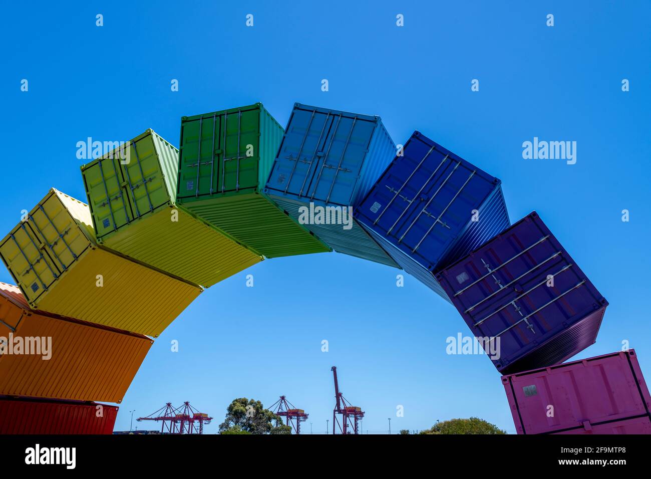 Shipping containers painted and arranged like a rainbow in Fremantle ...