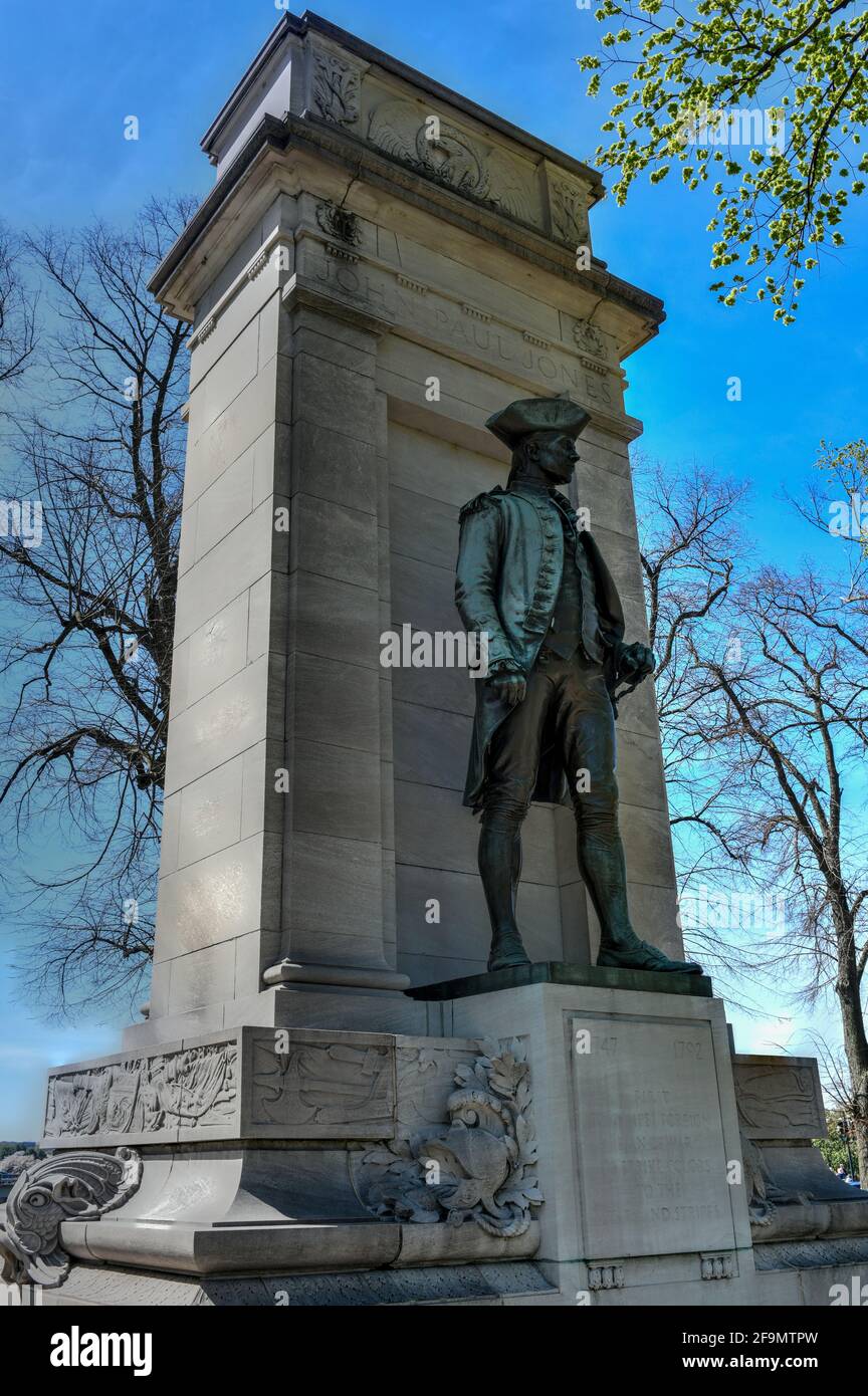 Washington, DC - Apr 3, 2021: Bronze statue of the John Paul Jones ...