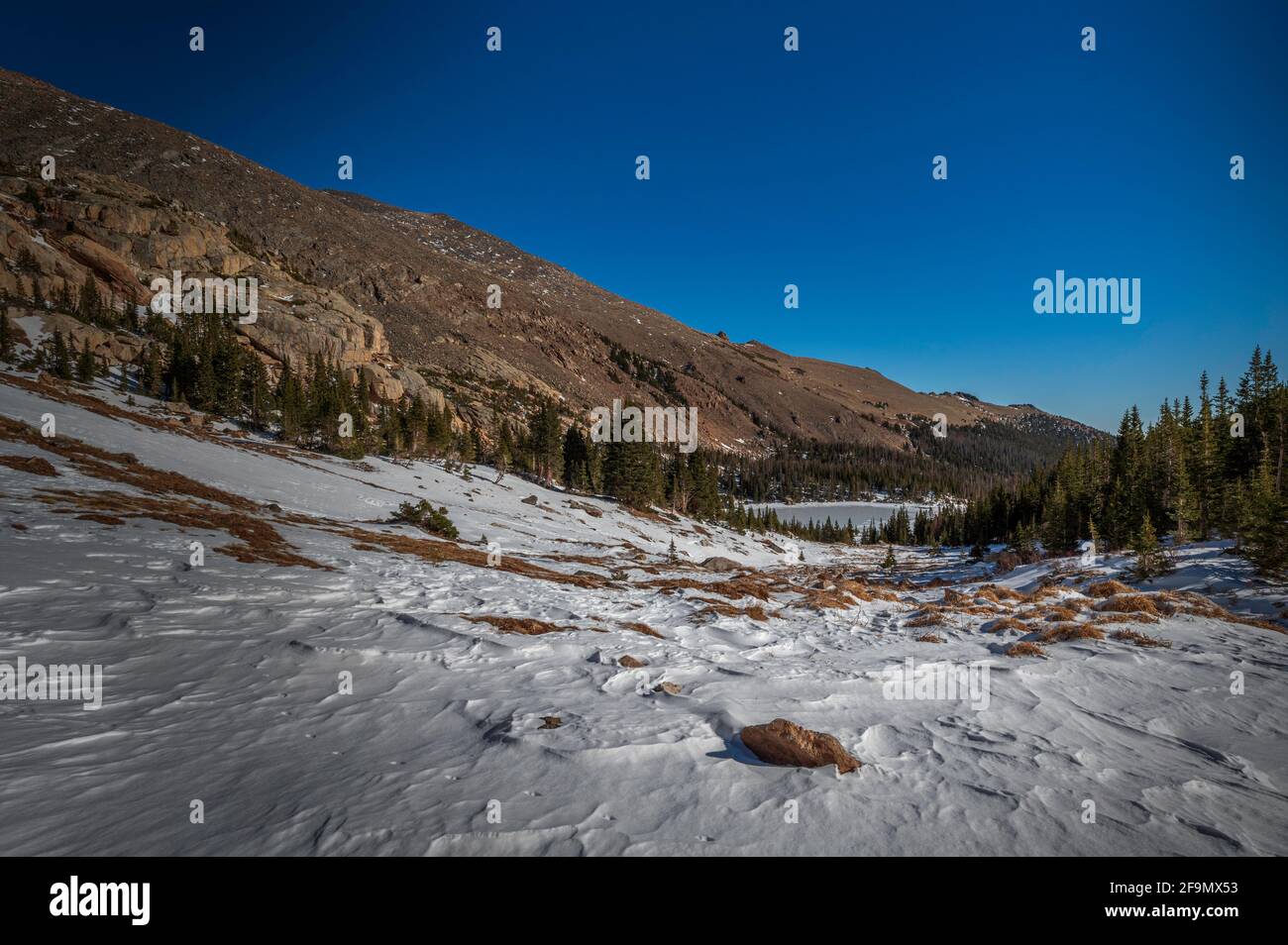 Middle Fay Lake seen from Upper Fay Lake in Rocky Mountain National ...