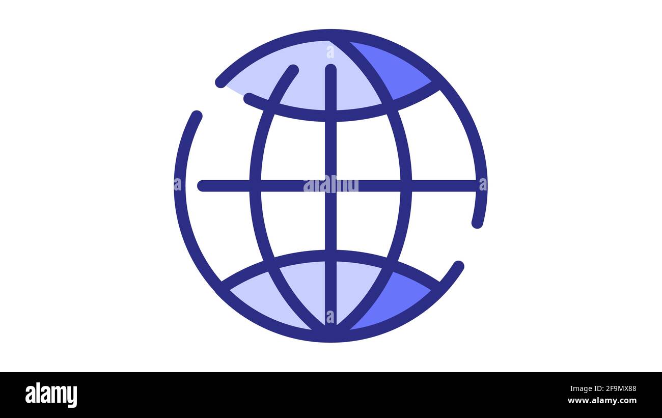 internet website globe map single isolated icon with dash or dashed line style vector design ...