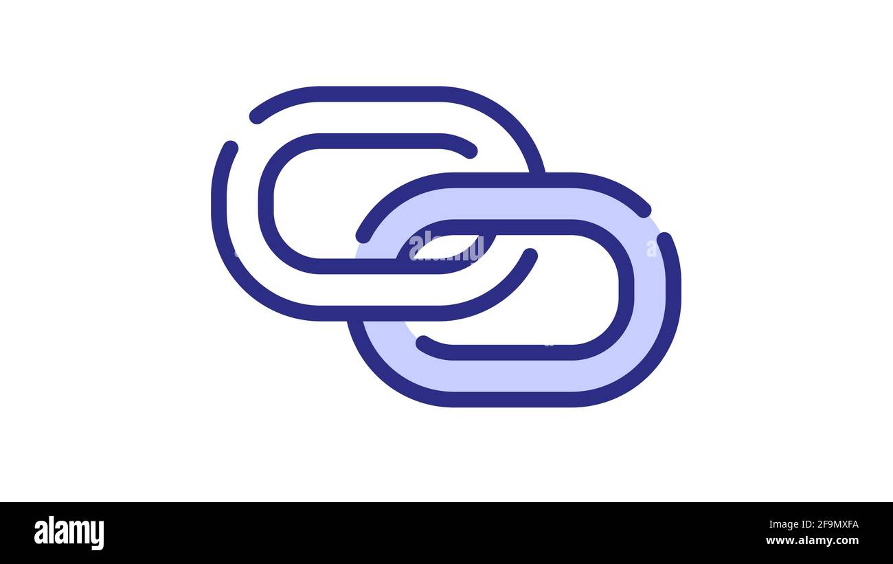 link connect chain bound single isolated icon with dash or dashed line ...