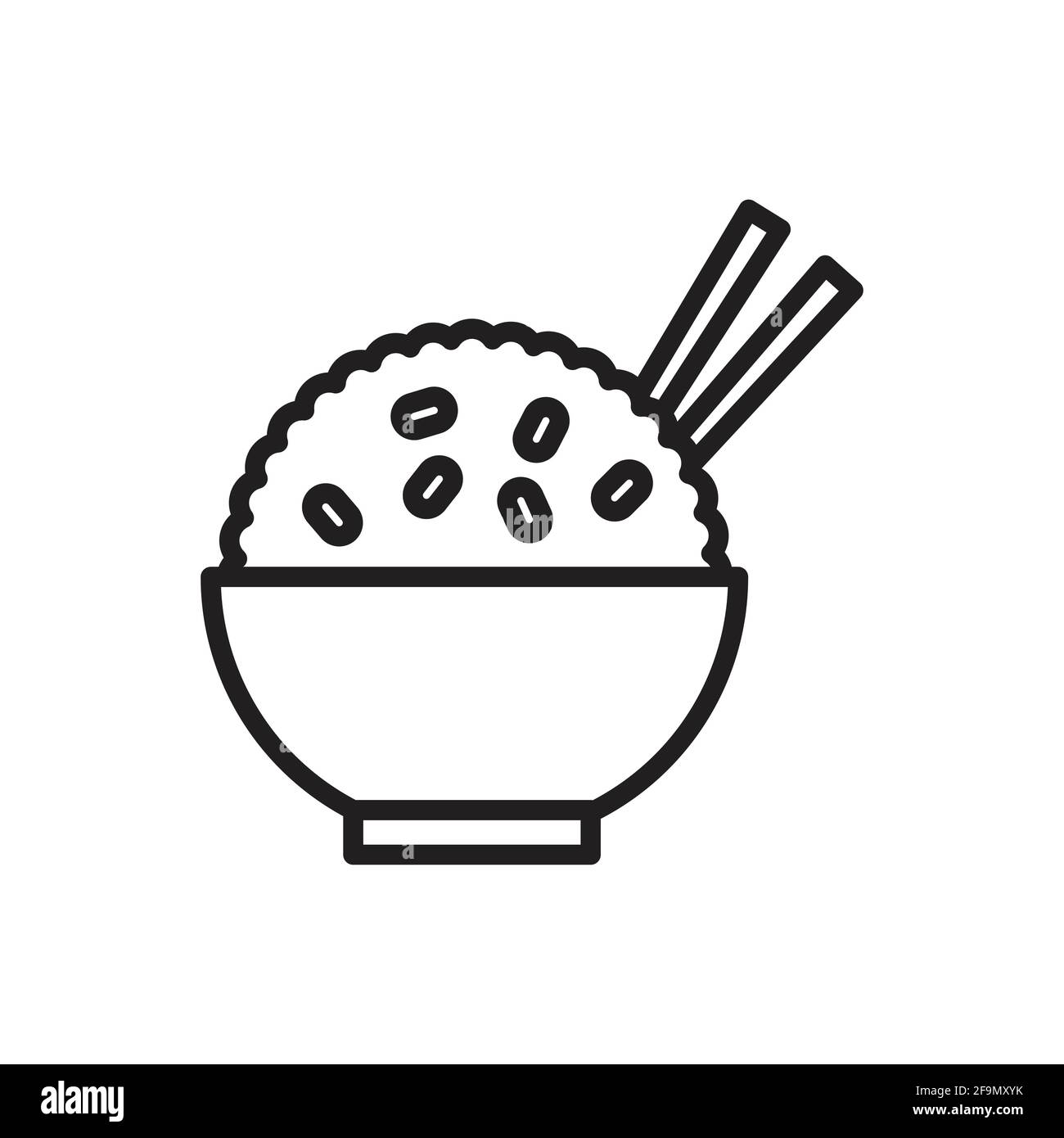 Rice in a bowl outline icon vector for graphic design, logo, web site ...