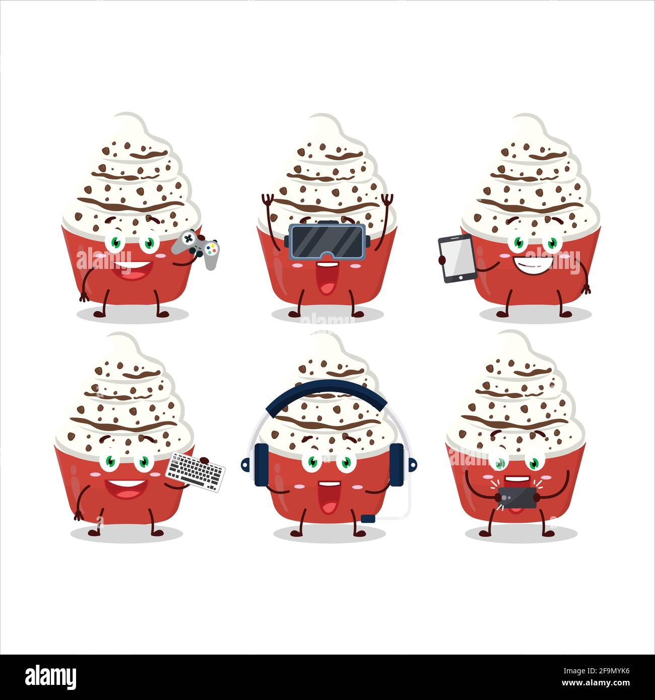 Ice cream vanilla cup cartoon character are playing games with various ...