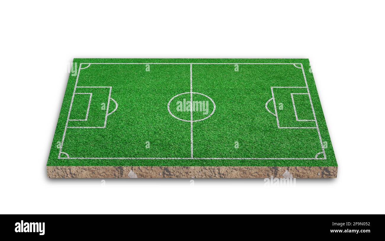 3D Rendering. Soccer lawn, Green grass football field, isolated on ...