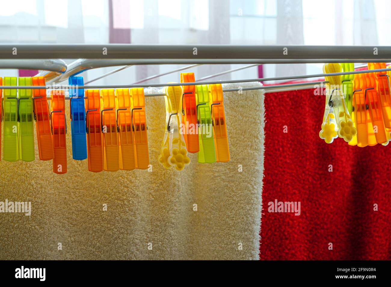 Plastic Clothes Clips Laundry Hooks Stock Photo - Alamy