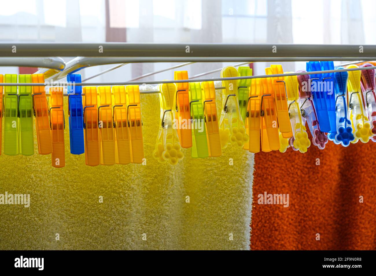 Plastic Clothes Clips Laundry Hooks Stock Photo - Alamy