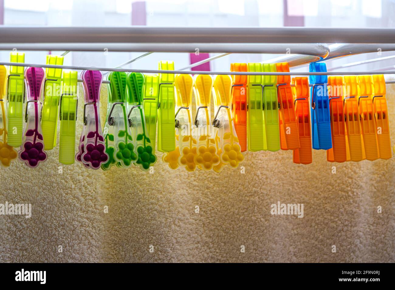 Plastic Clothes Clips Laundry Hooks Stock Photo - Alamy