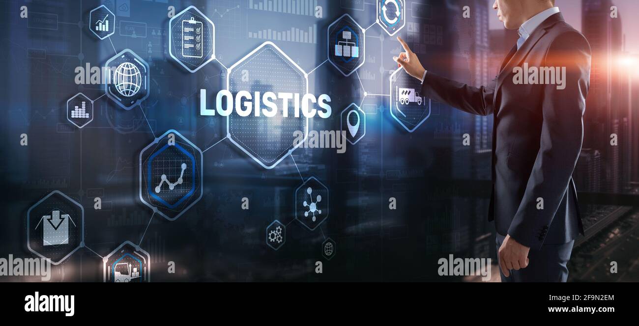 Logistic network distribution and transport concept. Goods delivery ...