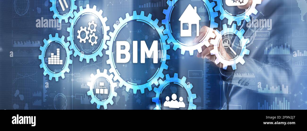 BIM Building Information modeling engineering software system. Mixed ...