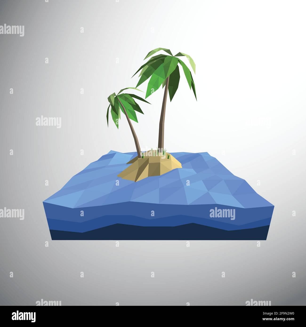 Vector, Low polygon 3D palm tree on lonely island in the ocean Stock ...