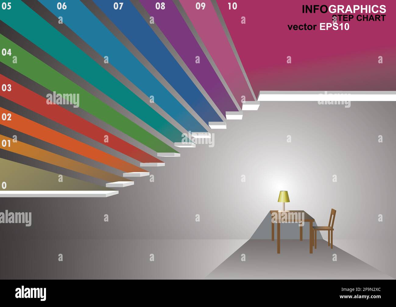 The 3 dimensions stair have shadown for EPS 10 vector infographics ...