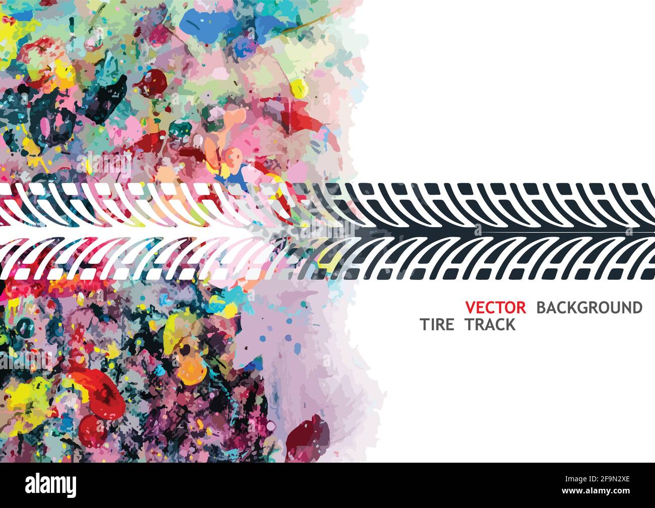 Vector, Colorful tire track on white background Stock Vector Image ...