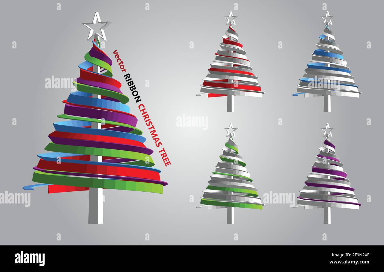 Vector, Colorful Ribbon Christmas tree Stock Vector Image & Art - Alamy