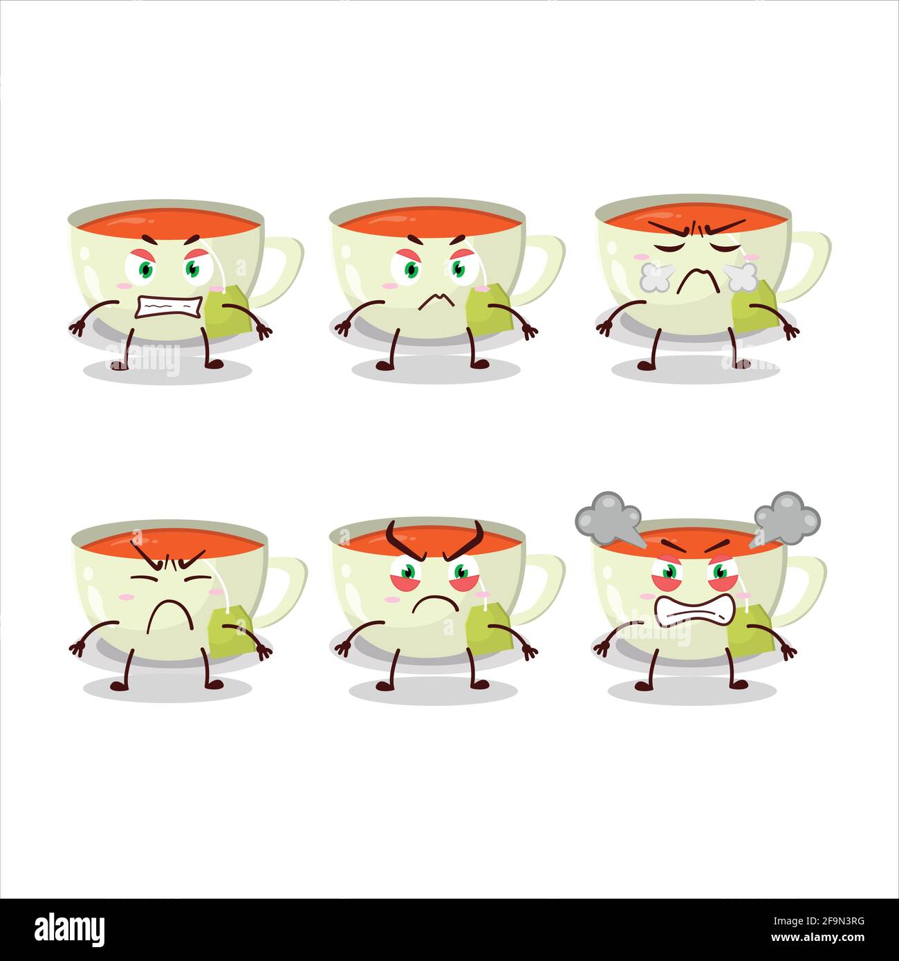 Cup of tea cartoon character with various angry expressions. Vector ...