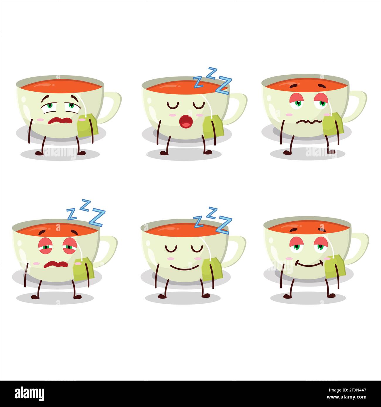 Cartoon character of cup of tea with sleepy expression. Vector ...