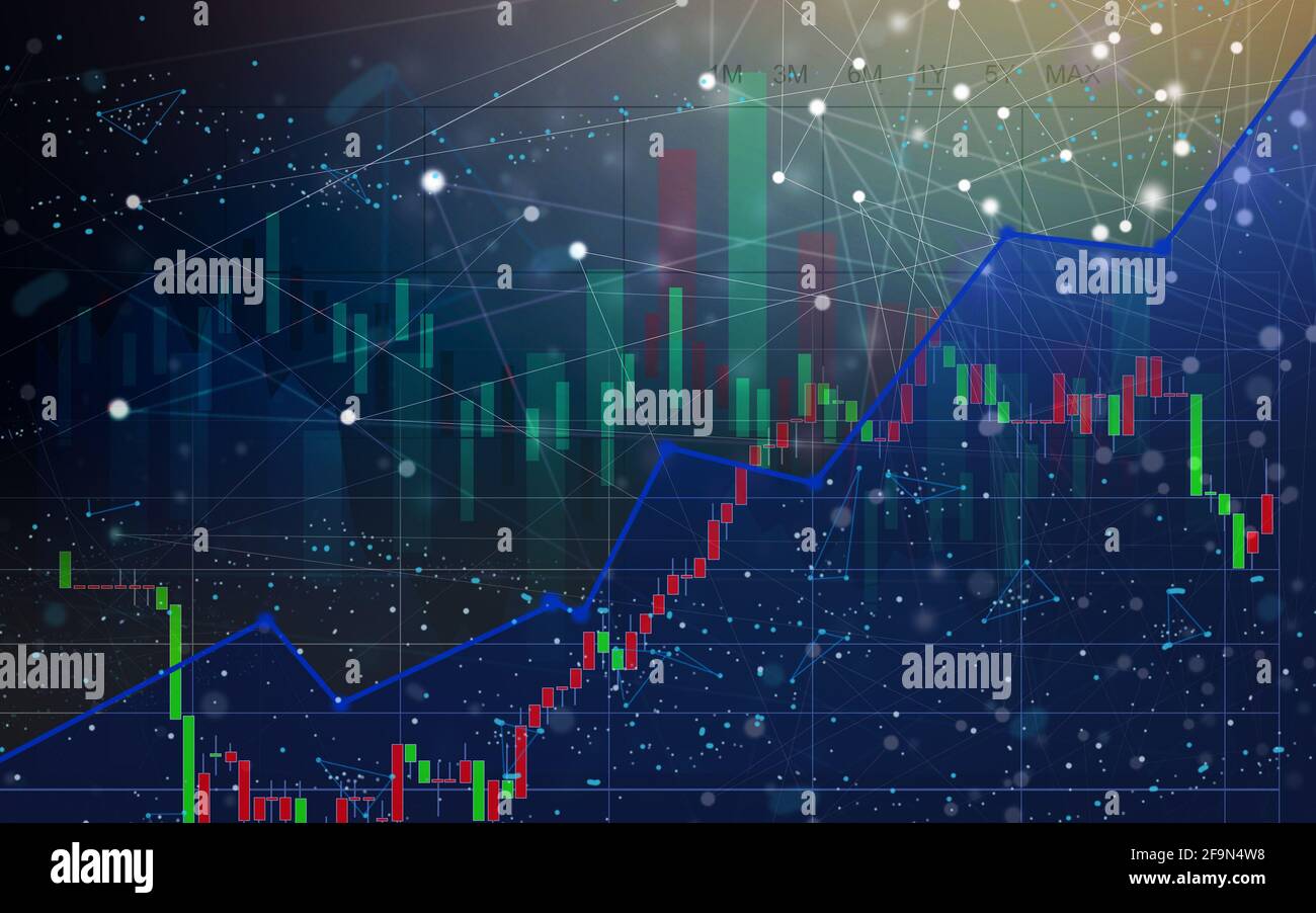 Stock Market Chart on Blue Background Stock Photo - Alamy
