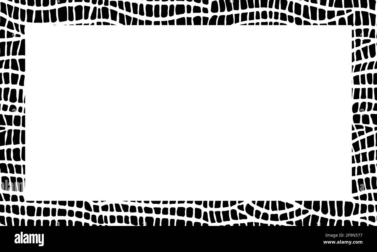 Black and white frame with ornament of stylized alligator skin. Squared ...