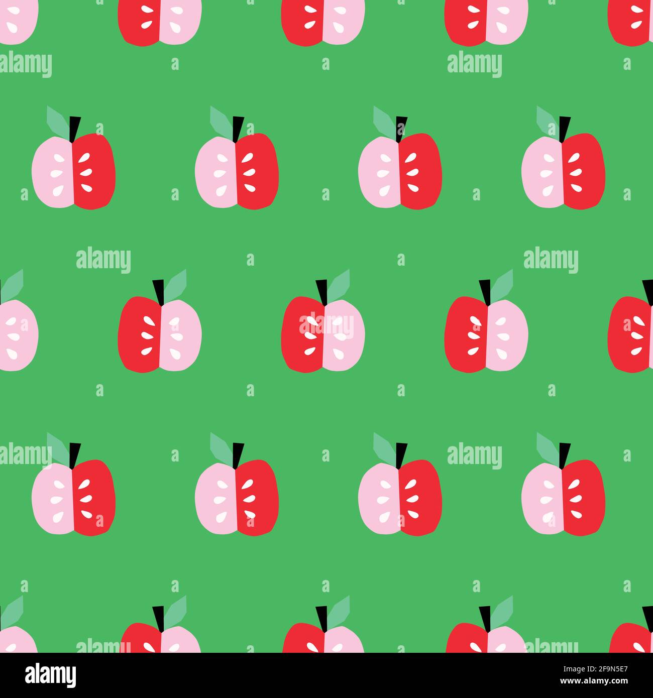 Apples seamless vector background. Repeating cute pattern with ...
