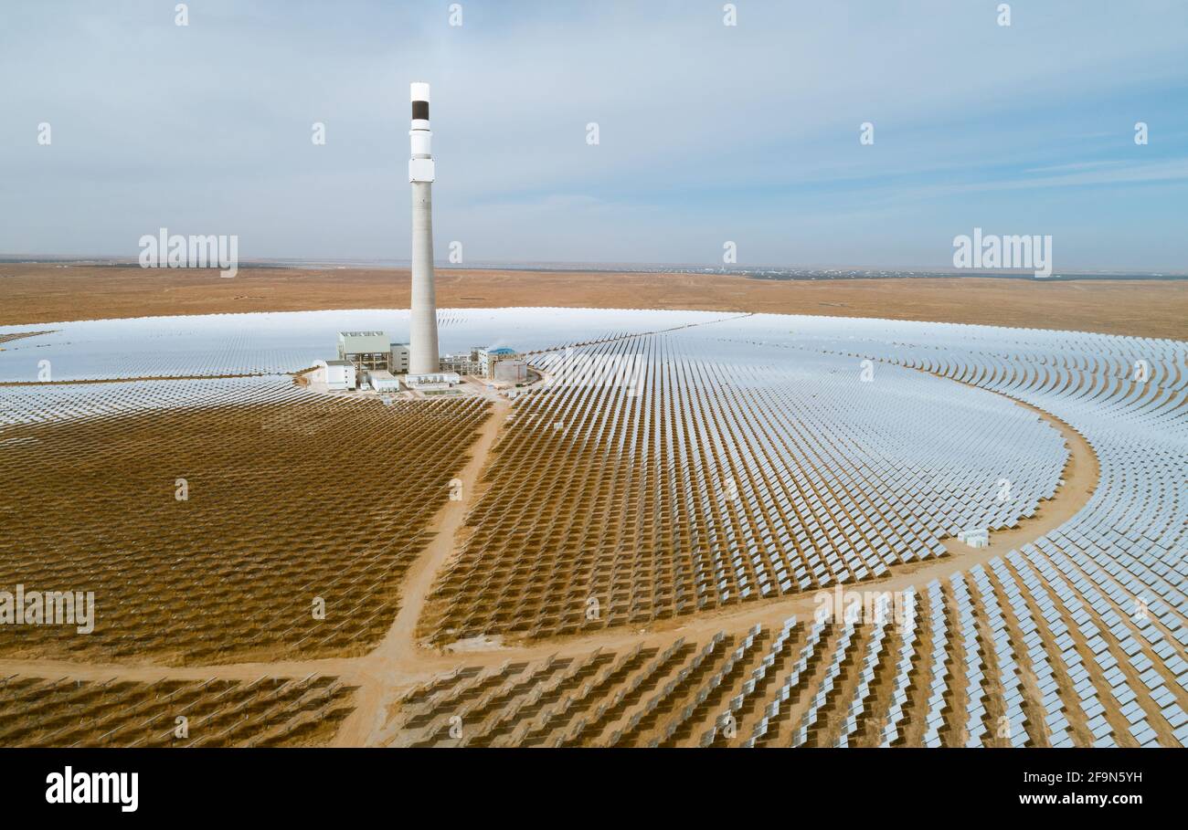 Aerial photo of solar thermal power plant Stock Photo - Alamy