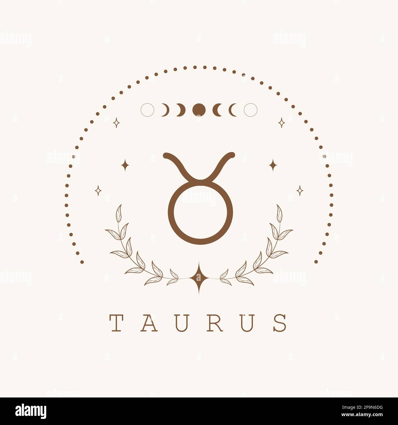 Taurus. Zodiac sign in boho style. Astrological icon isolated on white ...