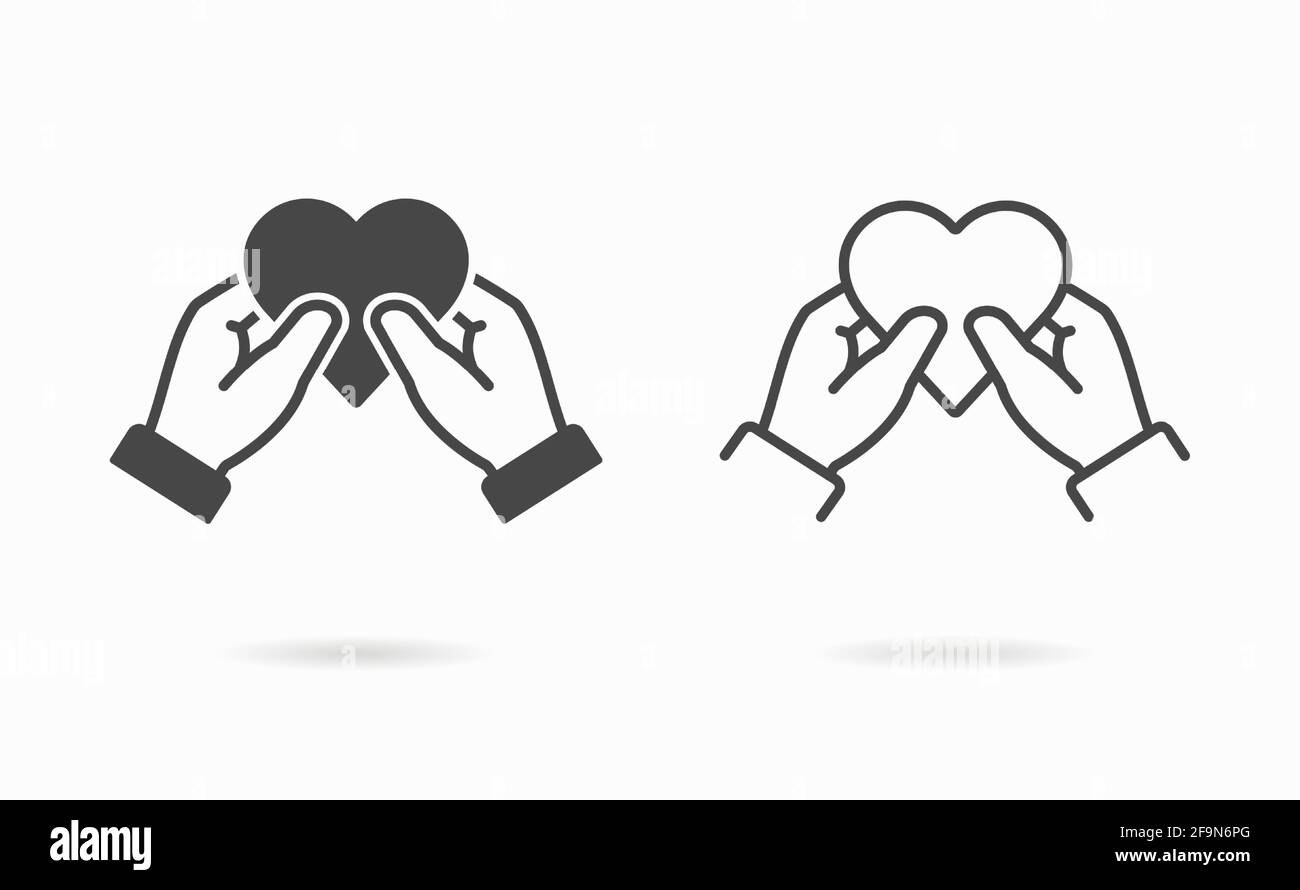 Charity icon. Symbol of help, care, donation. Vector illustration for ...