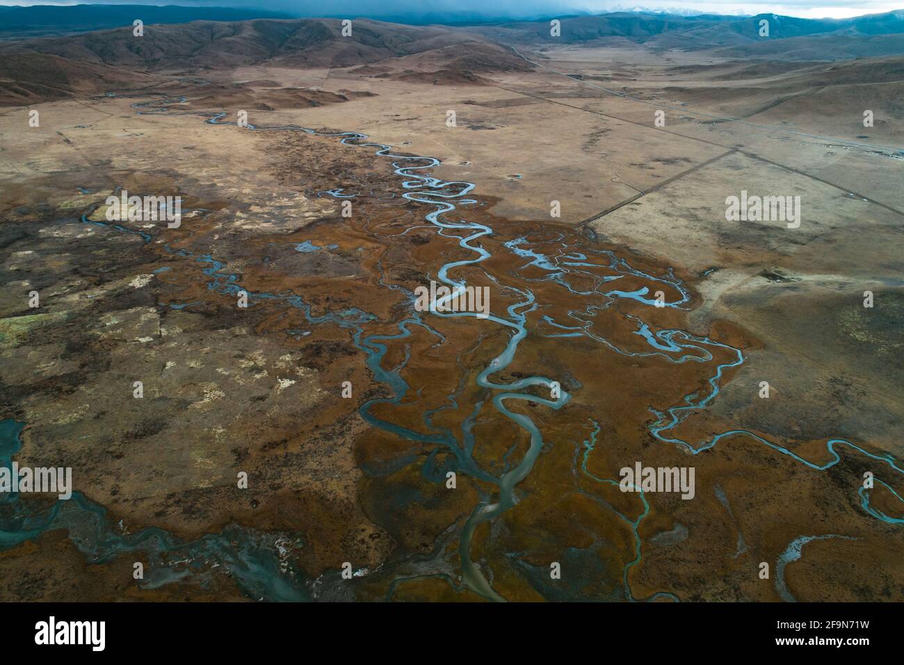 Aerial photography of the natural scenery of Guomang Wetland Stock ...