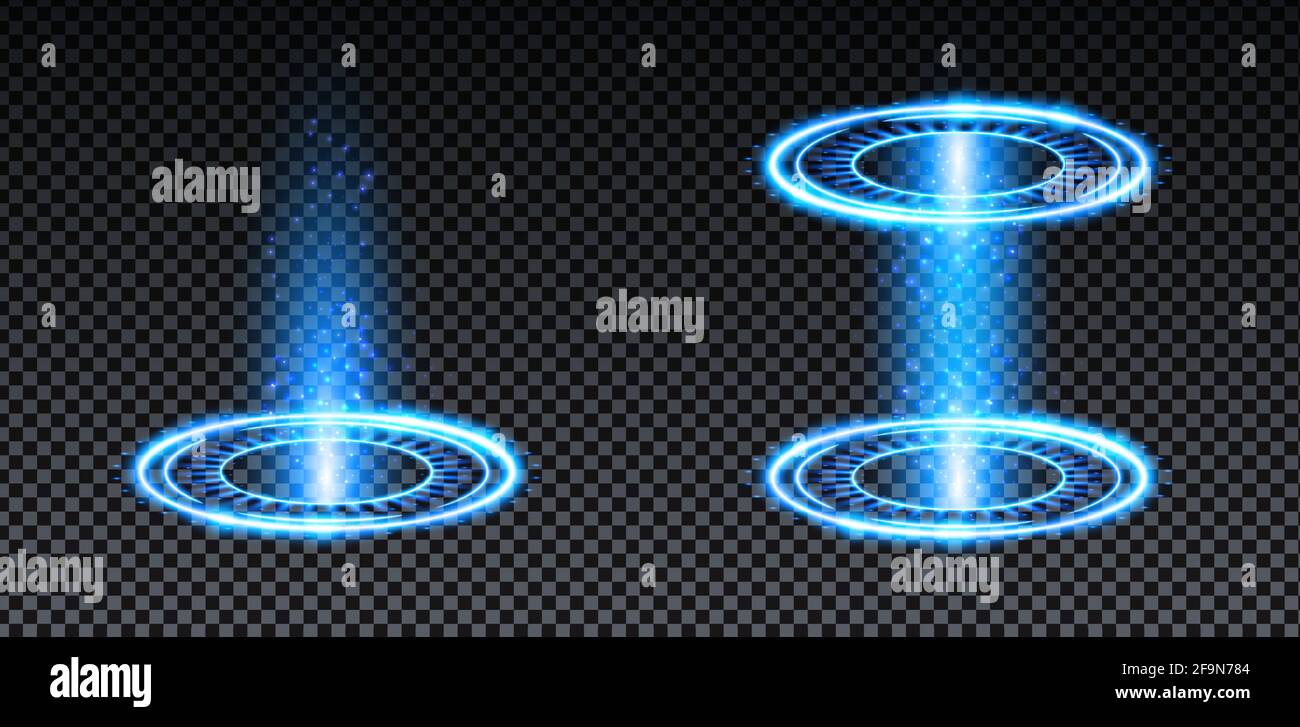 Blue hologram portal set. Magic fantasy portal. Magic circle teleport ...
