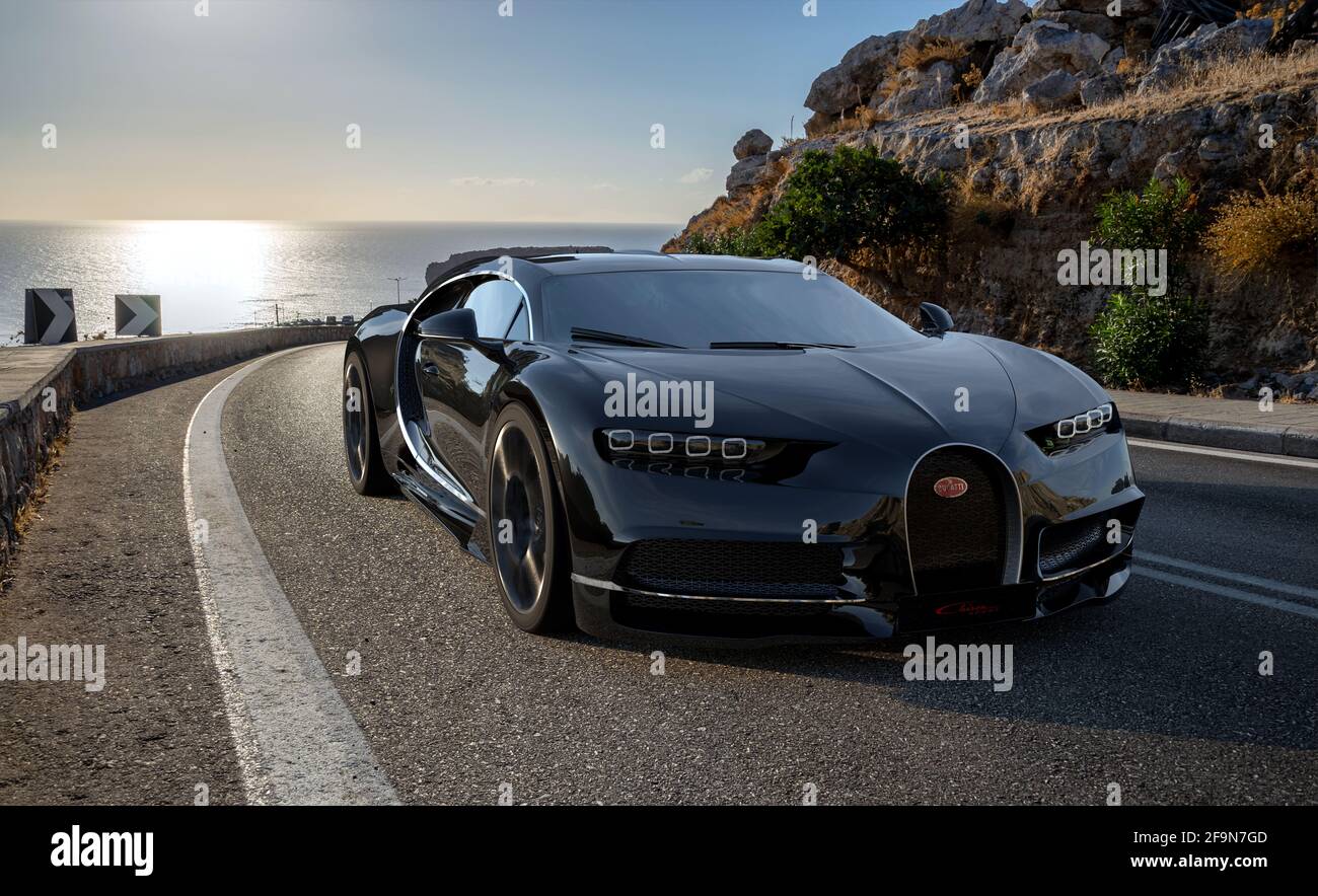 Bugatti Chiron driving along the scenic road Stock Photo - Alamy