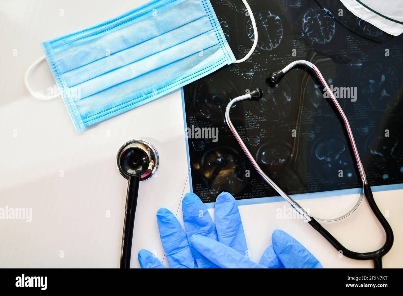 MRI in medical office. MRI scan of human head in clinic with ...