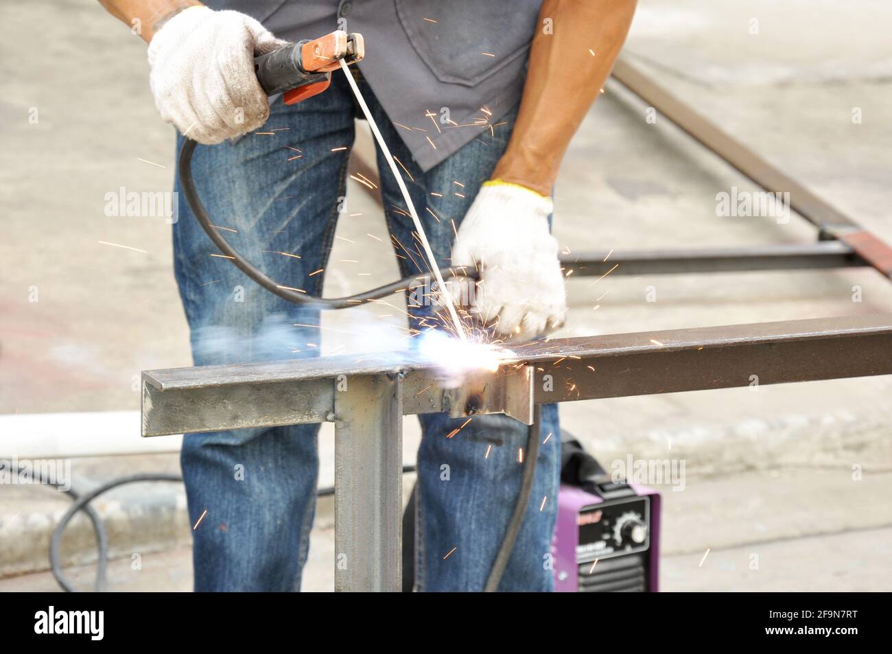 Arc welding (or stick welding Stock Photo - Alamy