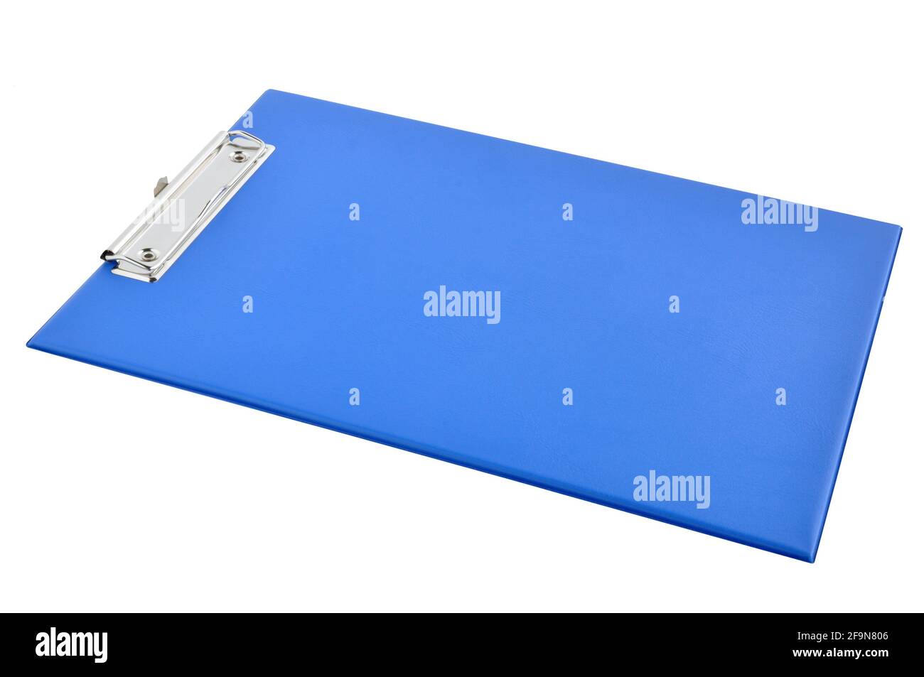 Clipboard - blue plastic clipboard or writing board isolated on white ...