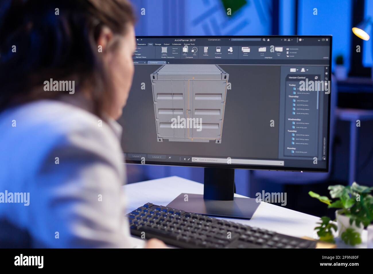 Engineer looking at cad software 3D prototype design concept of ...