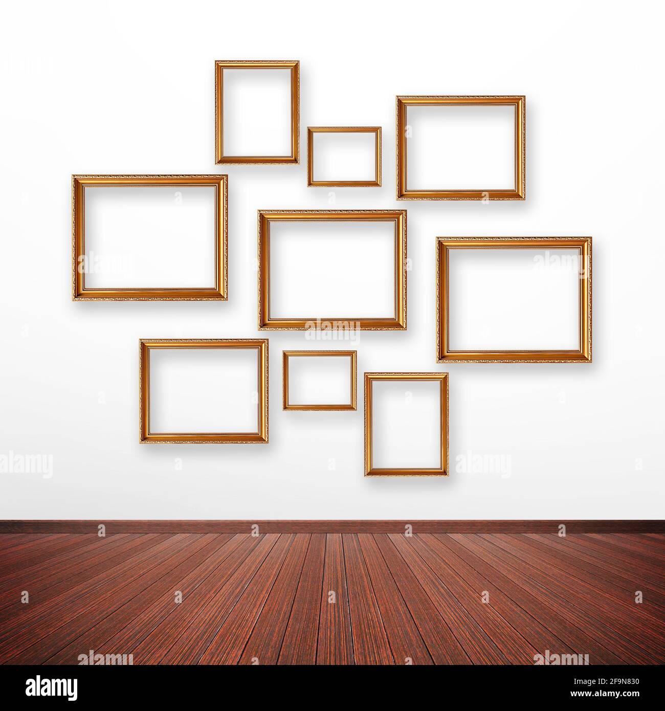 Set of picture frames on the wall inside the room Stock Photo - Alamy