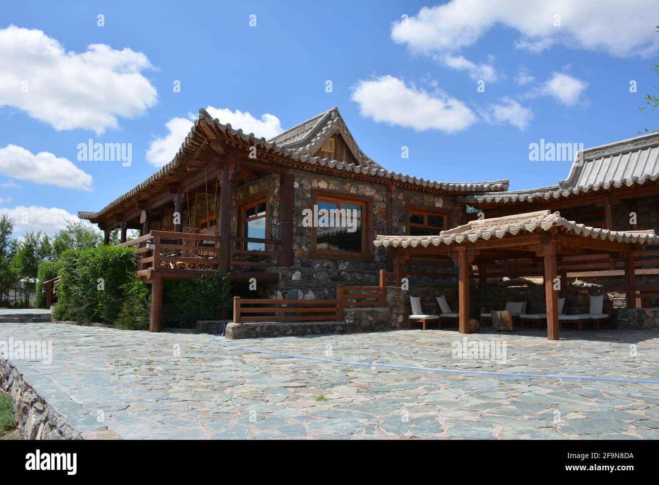 The main lodge building at Three Camel Lodge in Mongolia's Gobi Desert ...