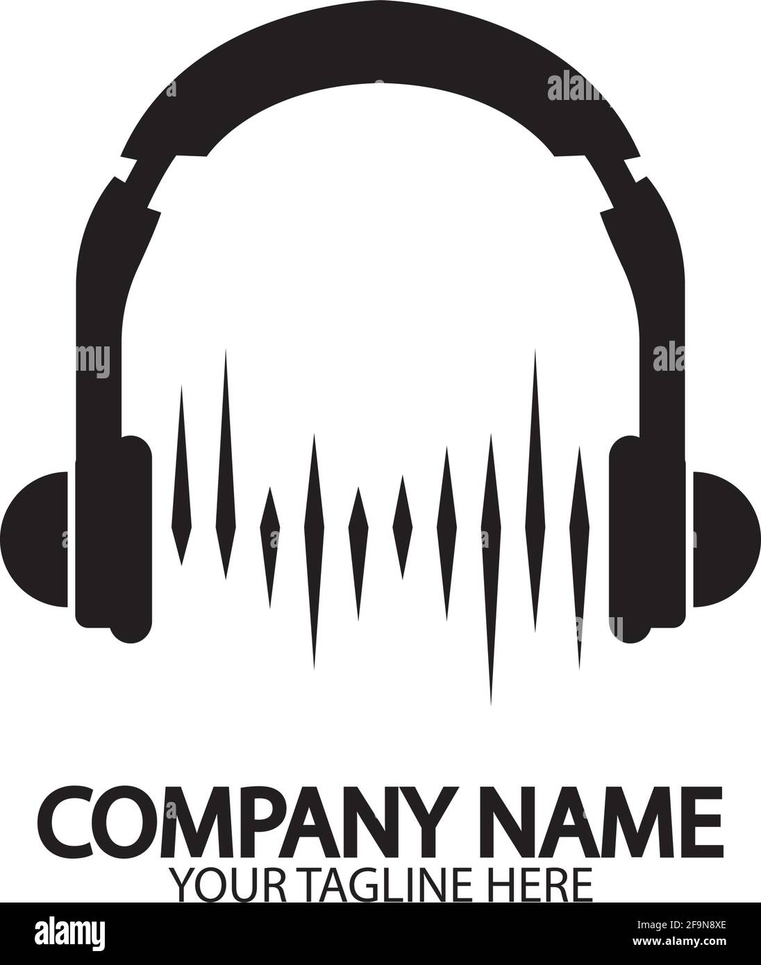 Headphones with microphone and sound waves beats, concept of radio ...