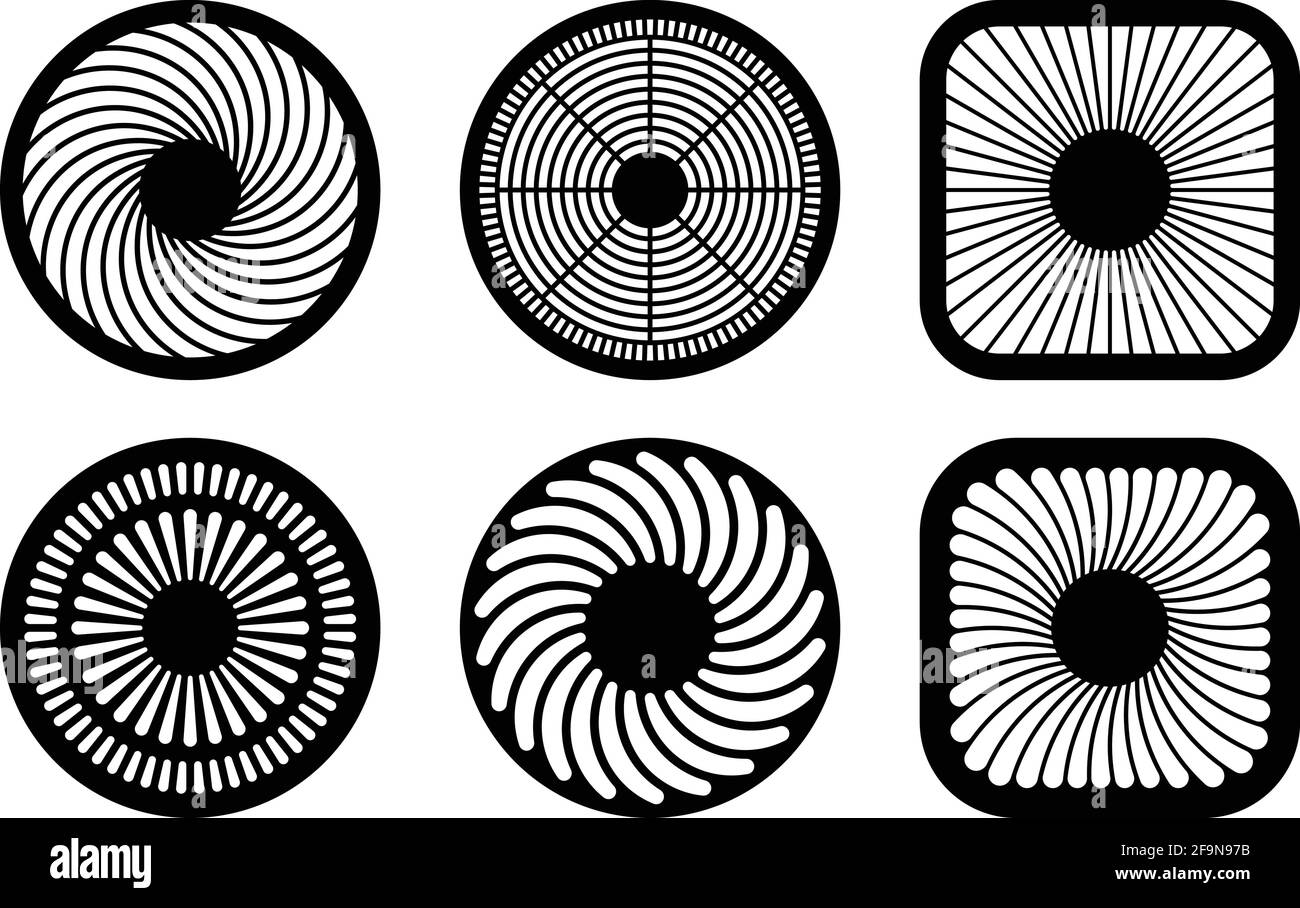 Fan cover icon set. Spare parts. Silhouette vector Stock Vector Image ...