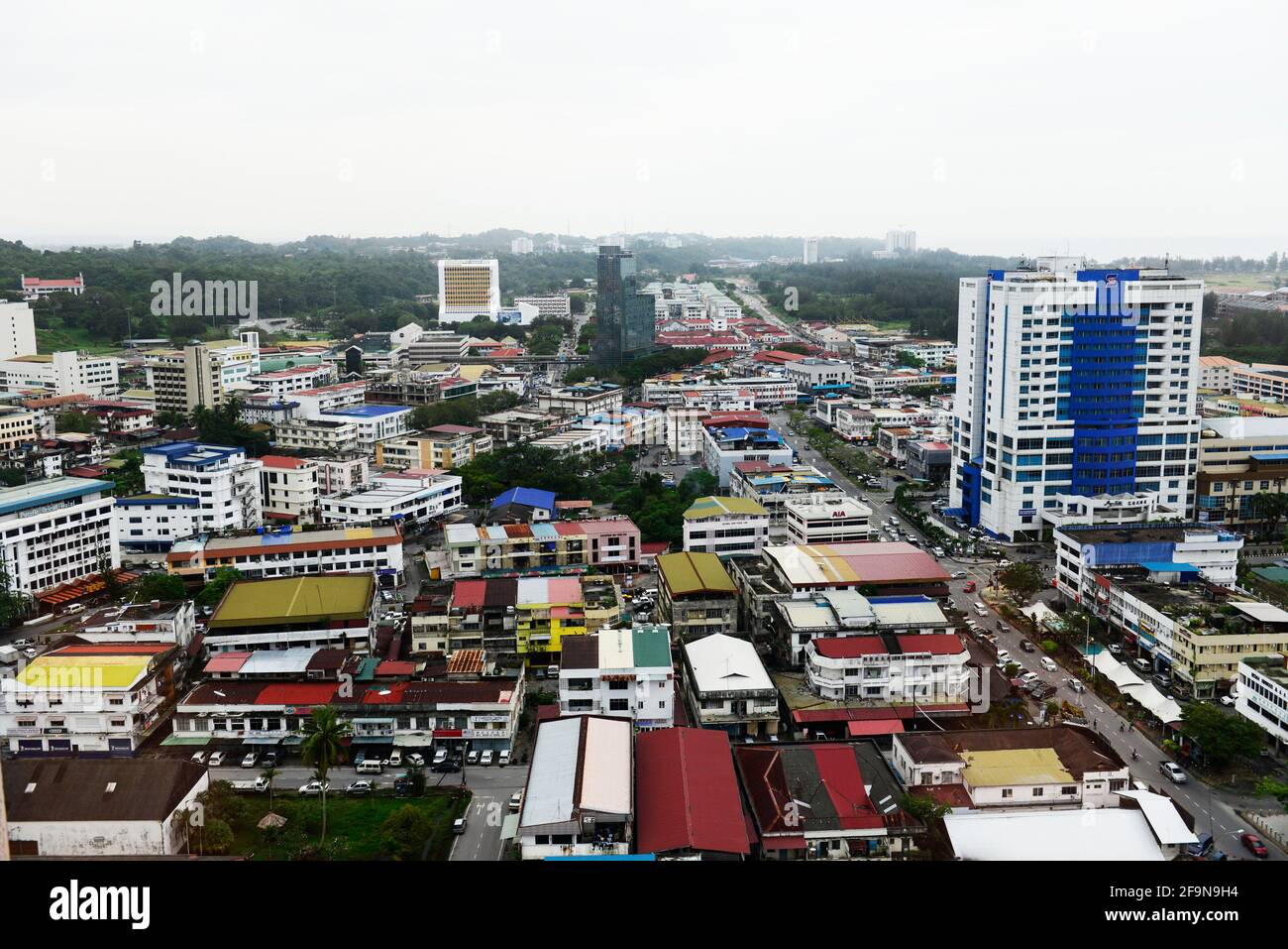 New buildings rising above the older buildings in Miri, Malaysia Stock ...