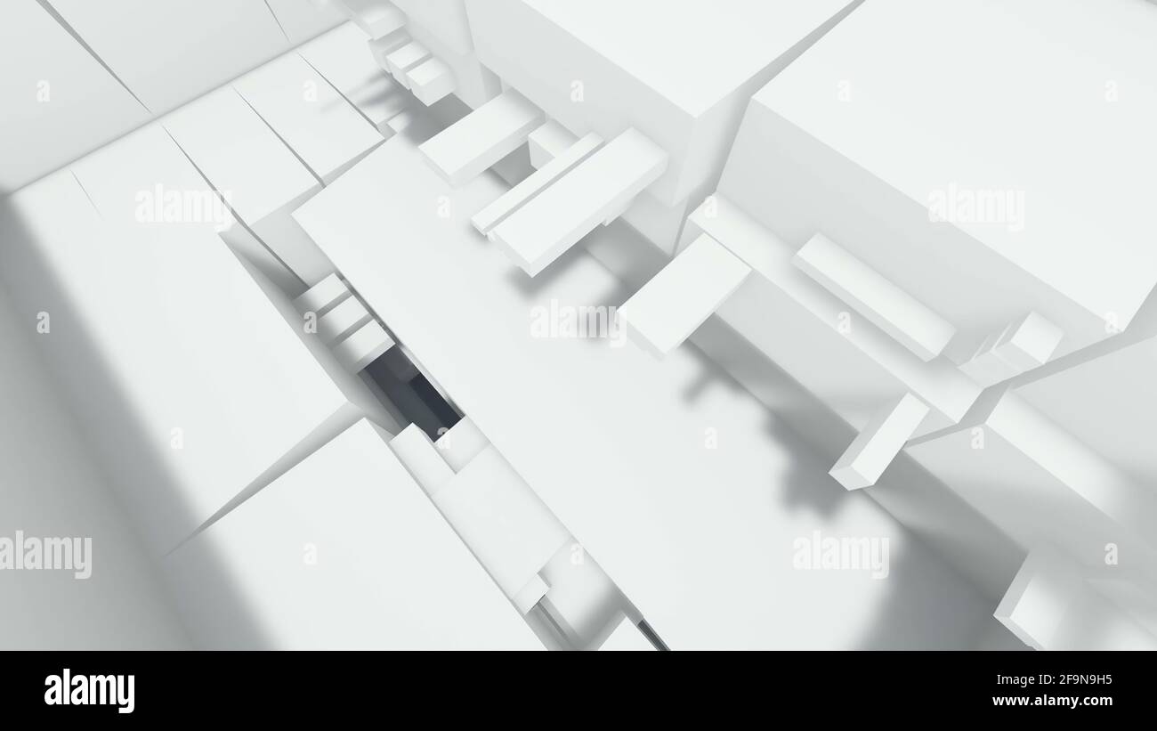 3D illustration - abstract city with white buildings Stock Photo - Alamy
