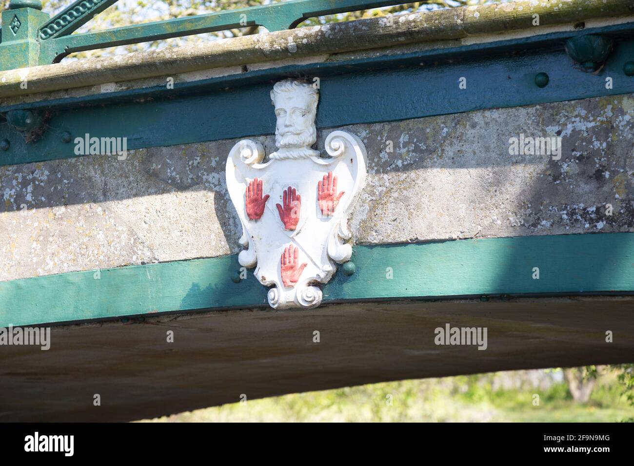 Adair family red hand of Ulster crest, Homersfield bridge, Suffolk ...