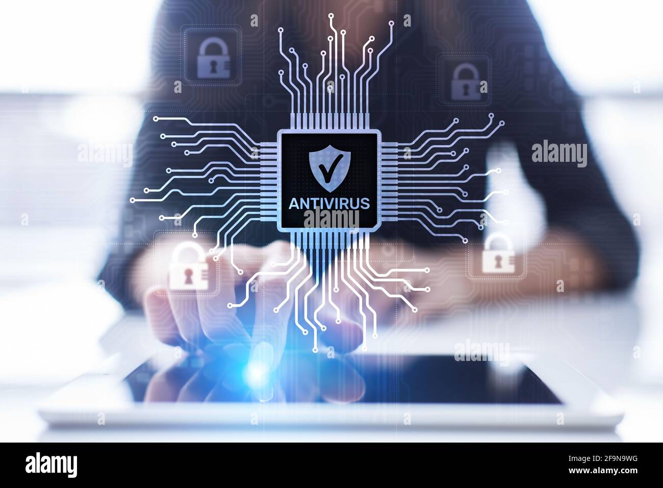 Antivirus Cyber security Data protection Technology concept on virtual ...