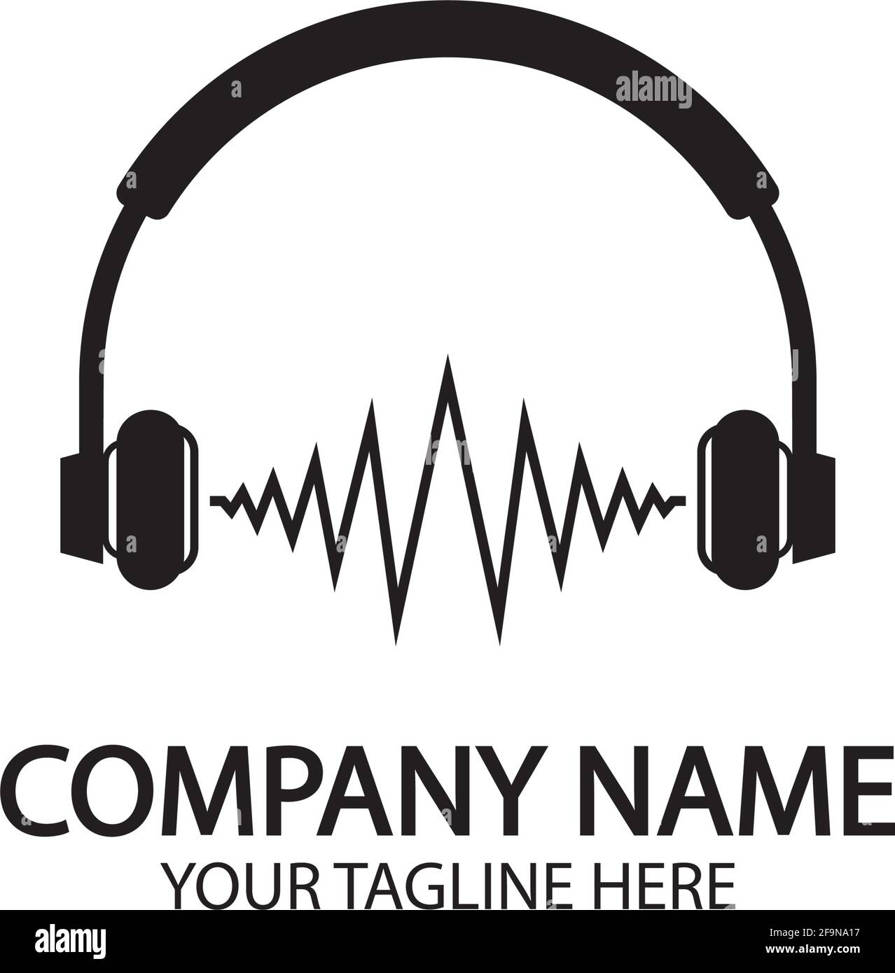Headphones with microphone and sound waves beats, concept of radio ...