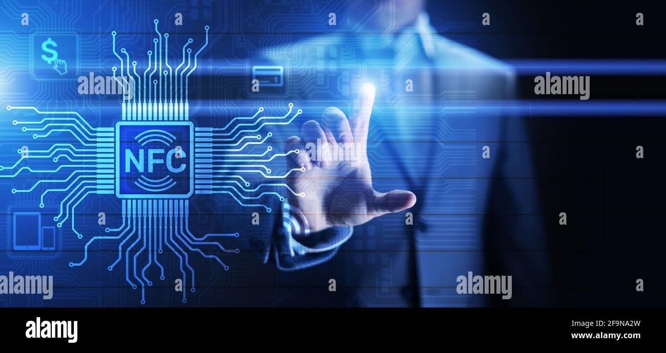 NFC Wireless communication technology Digital payment concept Stock ...