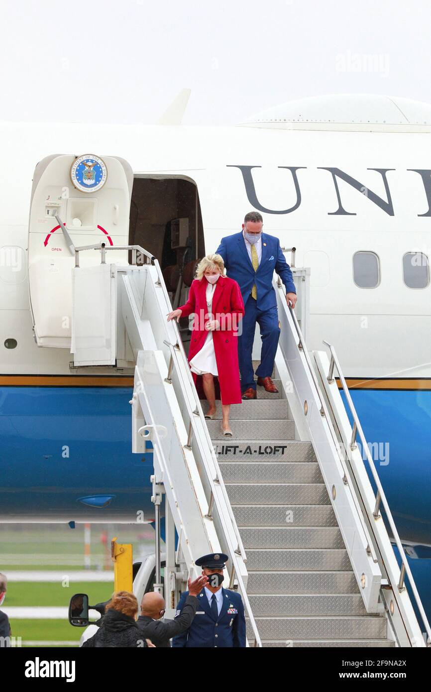 MOLINE, ILLINOIS - APRIL 19, 2021: Dr. Jill Biden, First Lady of the ...