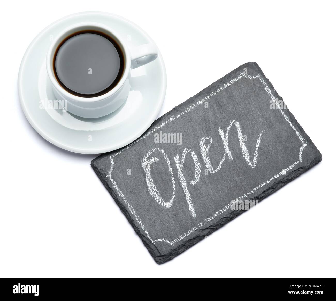 Open handwritten inscription sign on chalk board Stock Photo - Alamy