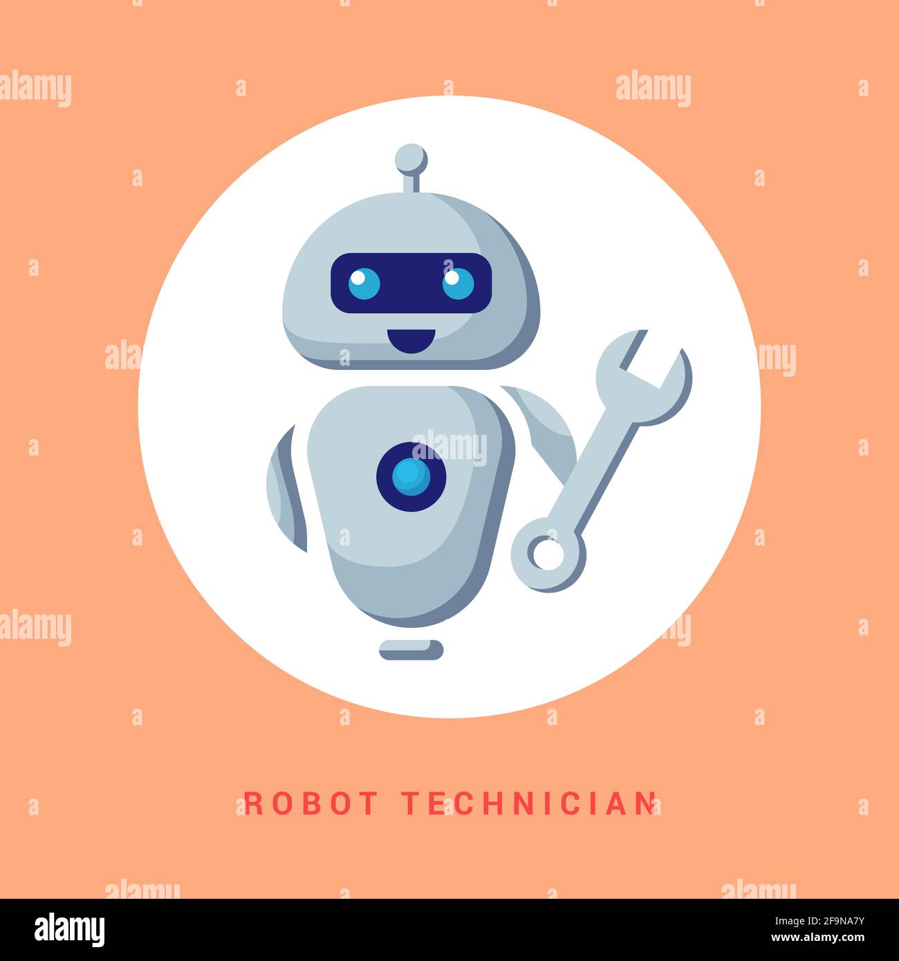 Robot assistant, mechanic, inventor, technician. A linear robot icon ...