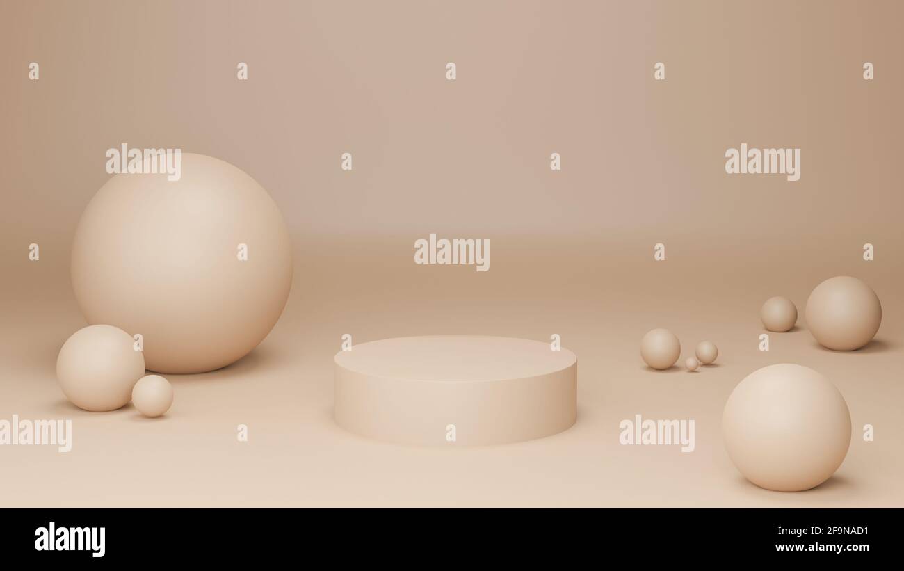 3D of Circle podium brown pastel color with spherical. Mock-up circle ...