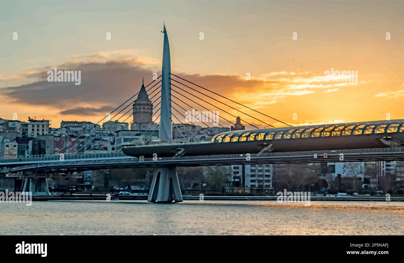 Old bridge istanbul Stock Vector Images - Alamy