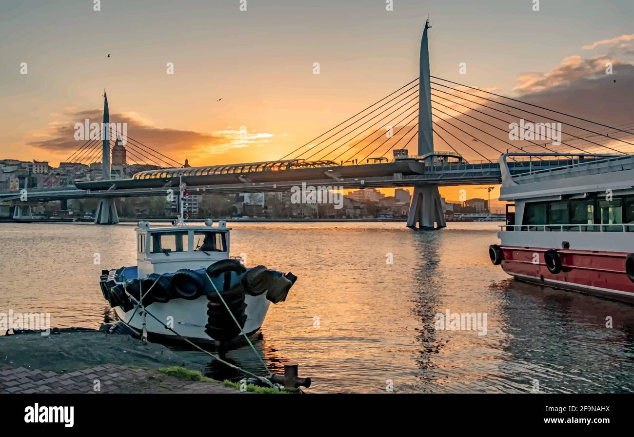 Old bridge istanbul Stock Vector Images - Alamy